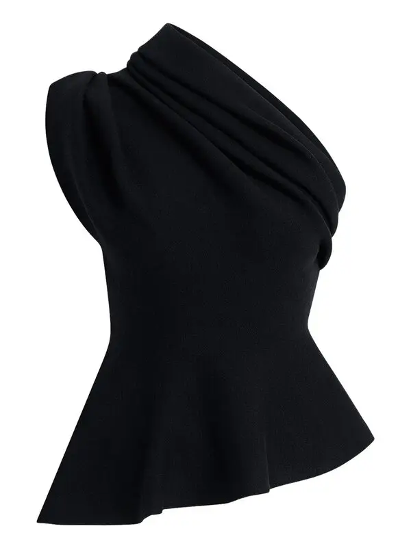 Khaite Aimee Draped One-shoulder Peplum Top - Black