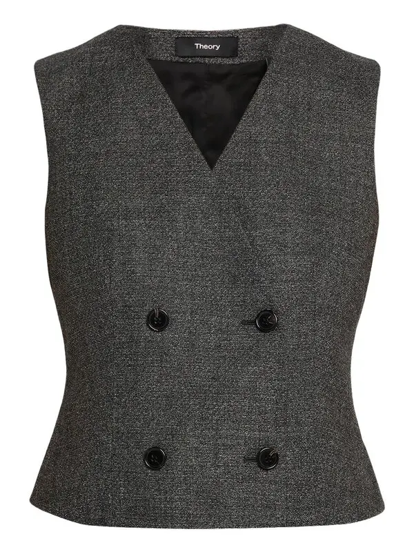 Theory Wool Suiting Vest - Pepper Multi