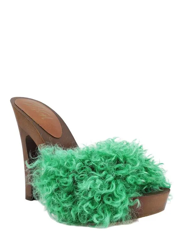 ZIGI Genuine Shearling Platform Sandal - Green Fur