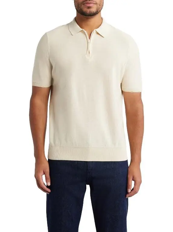 BOSS Imartino Piqué Zip Polo - Open White