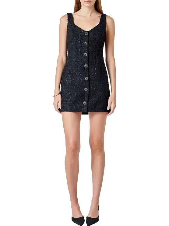 Endless Rose Sequin Tweed Minidress - Black