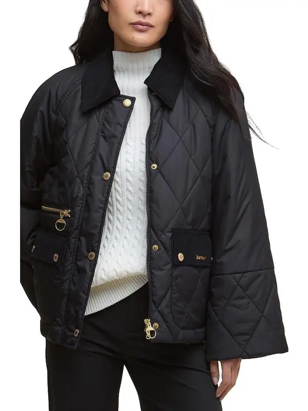 Barbour Diamond Quilted Jacket - Black/classic Tartan