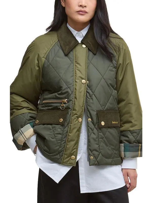 Barbour Diamond Quilted Jacket - Olive/moss/tartan