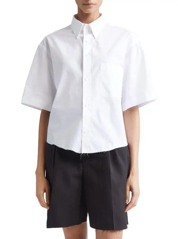 MAISON MARGIELA Décortiqué Short Sleeve Poplin Button-down Shirt - White