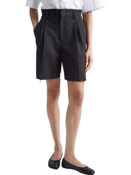 MAISON MARGIELA Anonymity Of The Lining Virgin Wool & Cotton Shorts - Black/blue