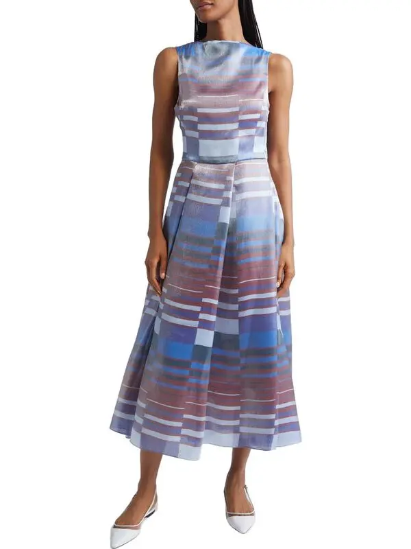 Emporio Armani Metallic Geometric Print Sleeveless Dress - Patterned