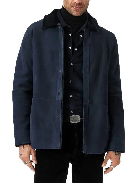John Varvatos Essex Suede Jacket - Navy
