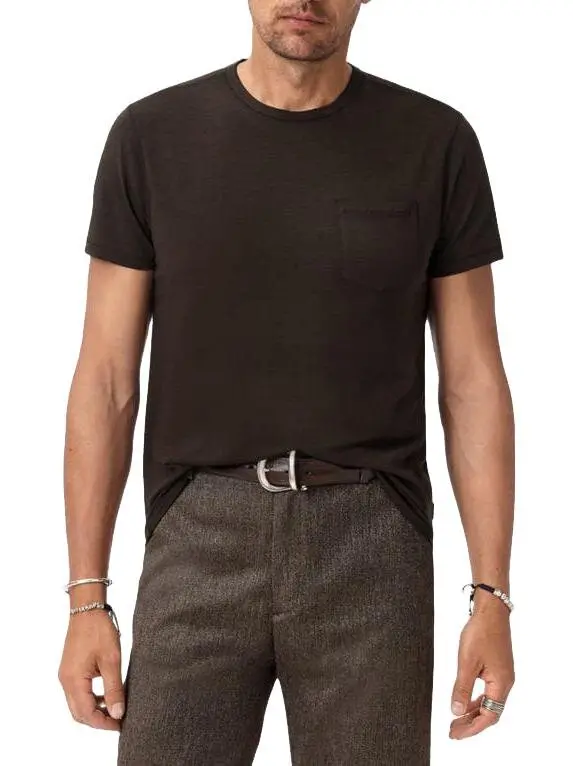 John Varvatos Bond Burnout Pocket T-shirt - Dark Brown