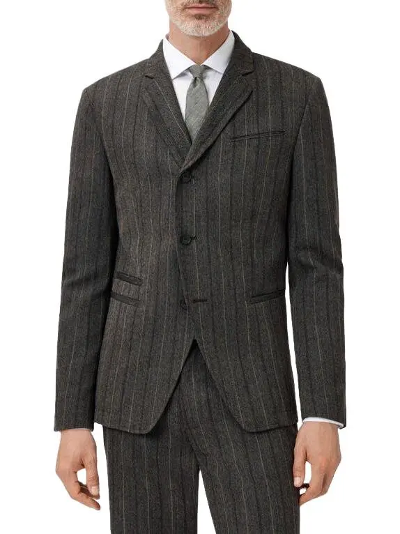 John Varvatos Silo Stripe Wool Blazer - Dark Brown