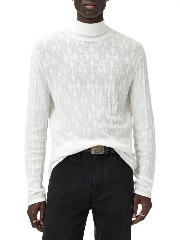 John Varvatos Alistair Broken Argyle Turtleneck Sweater - Salt