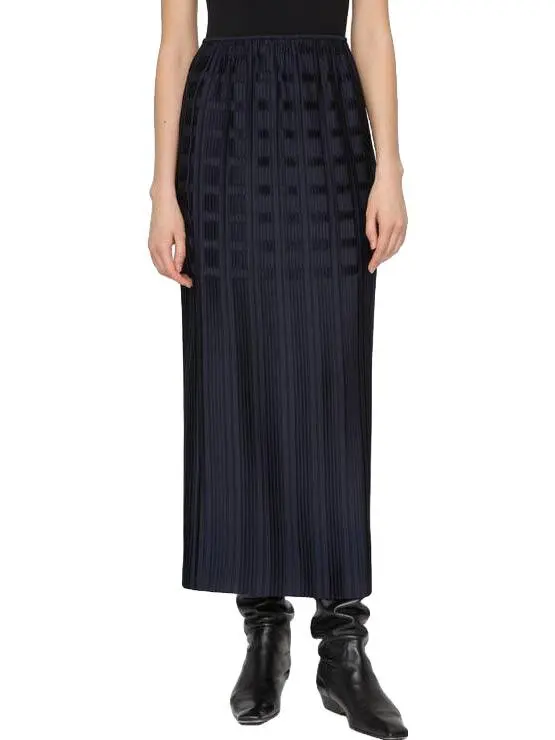 Lafayette 148 New York Basketweave Plissé Recycled Satin Maxi Skirt - Ink
