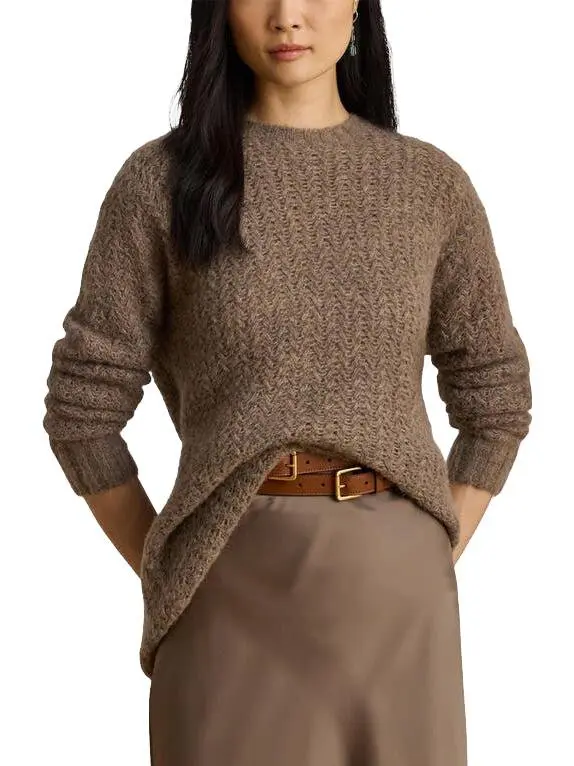 Ralph Lauren Oversized Open Stitch Sweater - Taupe Brown Heather