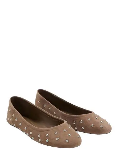 Mango Studded Ballerina Flats - Sand