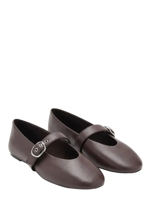 Mango Mary Jane Ballet Flat - Chocolate
