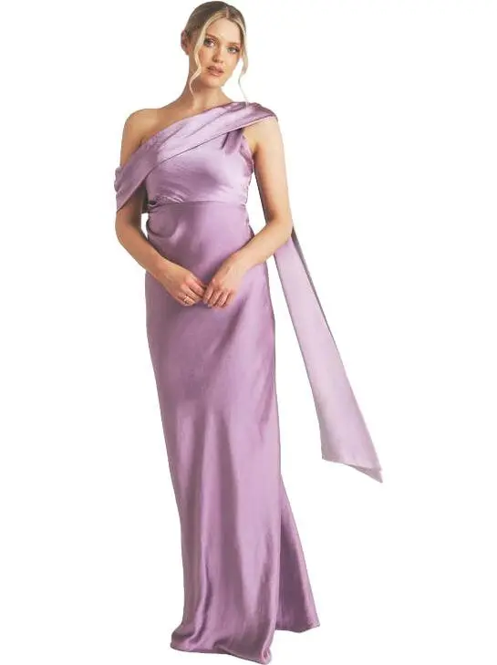 SIX STORIES One-shoulder Satin Bridesmaid Dress - Orchid