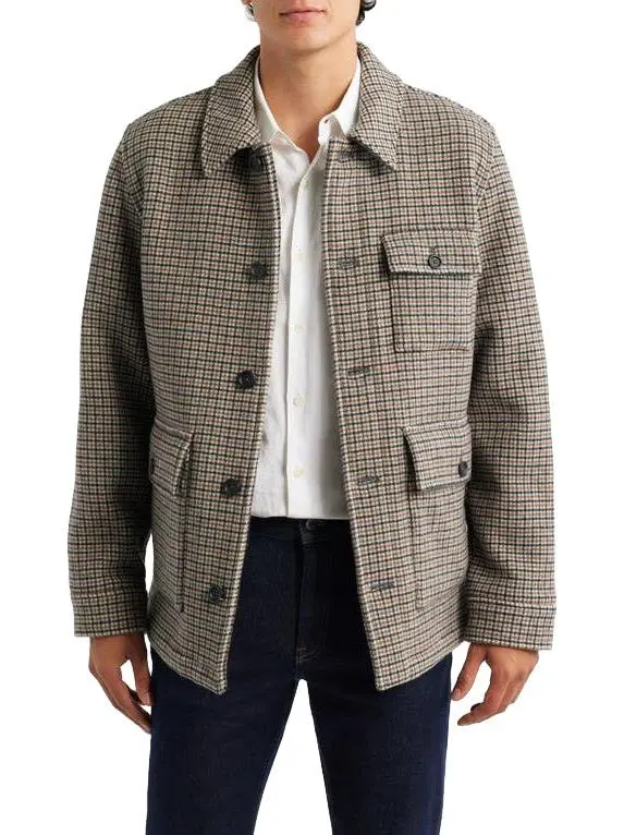 Brooks Brothers Houndstooth Check Double Face Wool Blend Jacket - Multi Guncheck