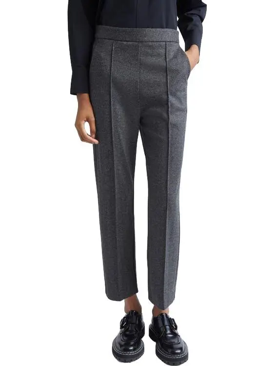 MM BY MAX MARA Orlanda Herringbone Tweed Pintuck Pleat Pants - Black