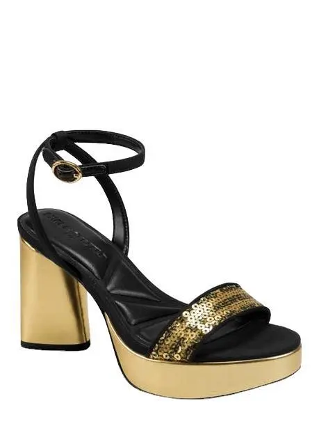 Karl Lagerfeld Paris Haden Ankle Strap Sandal - Gold/black