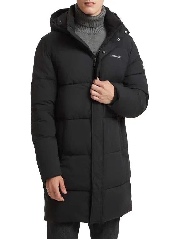 Guess Mid Length Hooded Puffer Coat - Jblack-black