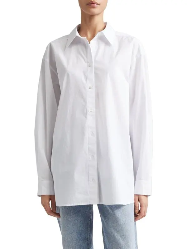 TOTEME Classic Tumbled Cotton Button-up Shirt - White