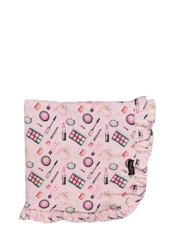 LEV BABY Makeup Print Ruffled Edge Blanket - Pink