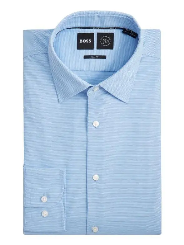 BOSS Hank Kent Slim Fit Performance Stretch Dress Shirt - Light/pastel Blue