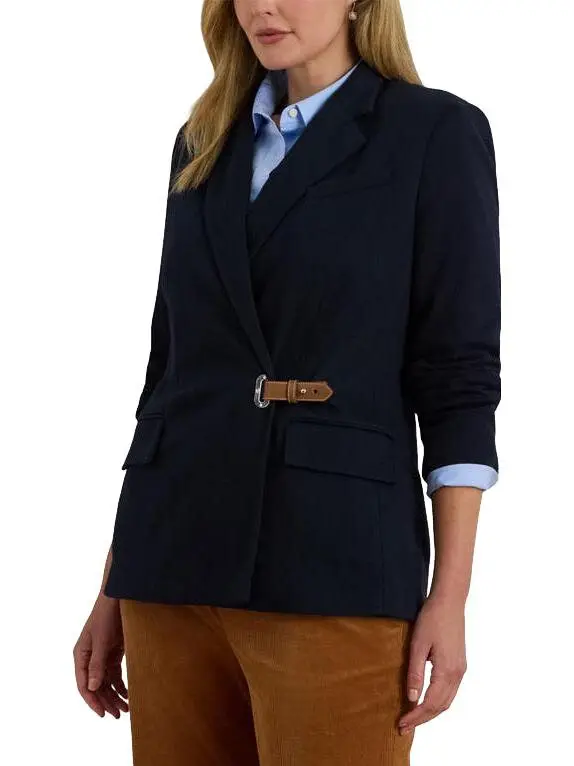 Ralph Lauren Herringbone Jacquard Buckle Blazer - Lauren Navy