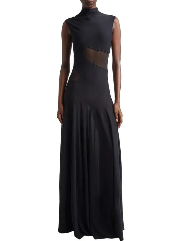 Alaïa Cutout Waist Fit & Flare Dress - Noir Alaia