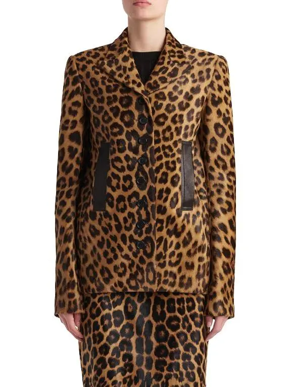 Khaite Saraphina Animal Print Calf Hair Blazer - Leopard