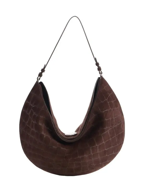 Jacquemus Le Sac Ovalo Suede Hobo Bag - Dark Brown 880