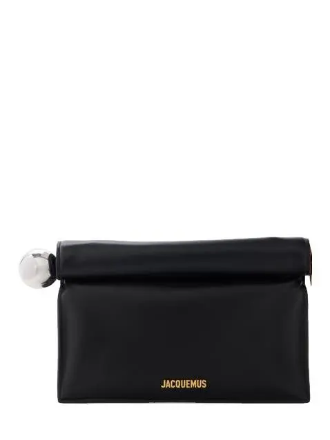 Jacquemus La Pochette Rond Carré Leather Clutch - Black 990