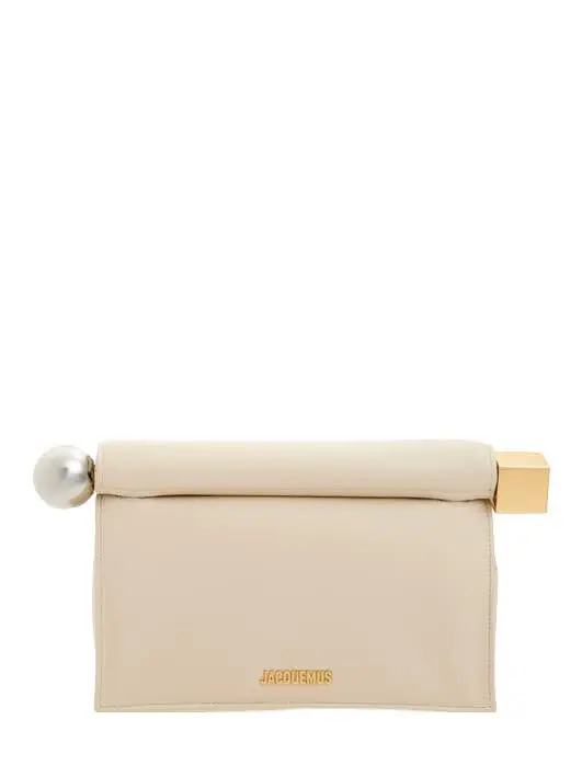 Jacquemus La Pochette Rond Carré Leather Clutch - Light Ivory 115