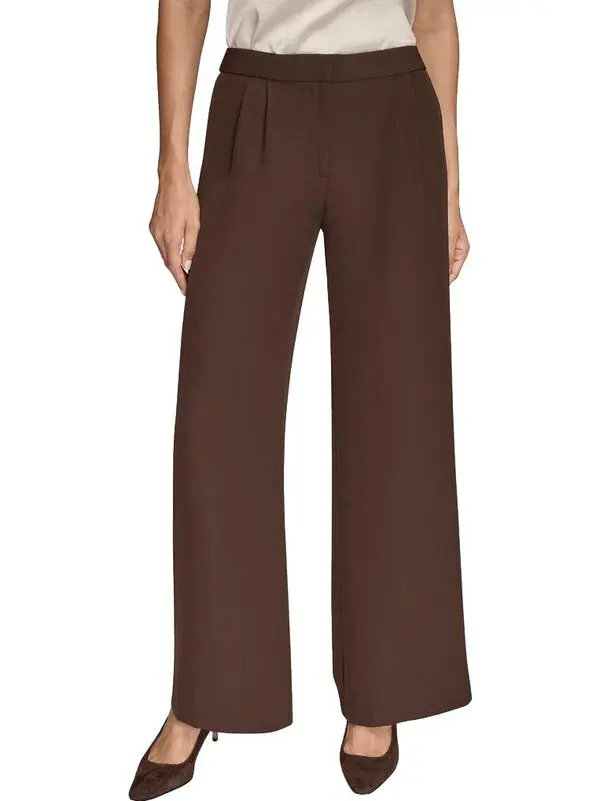Donna Karan New York High Waist Wide Leg Trousers - Chocolate