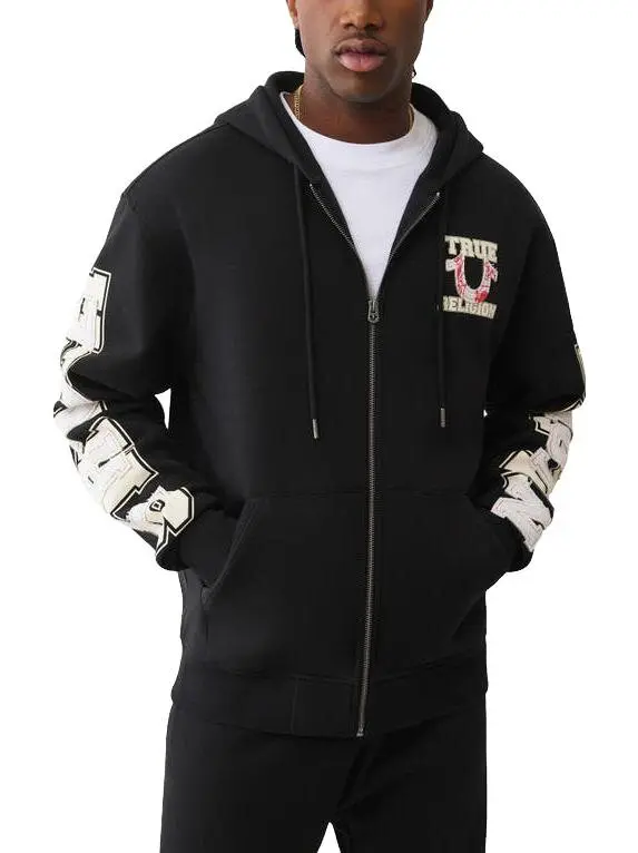 True Religion Horseshoe Patch Zip Hoodie - Jet Black