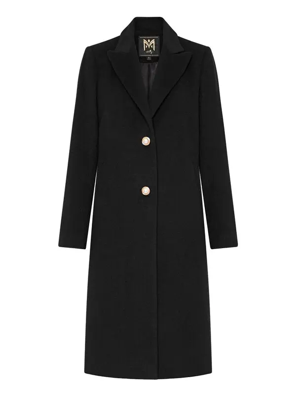MILLY Single-breasted Wool Coat With Pearl Buttons - Black