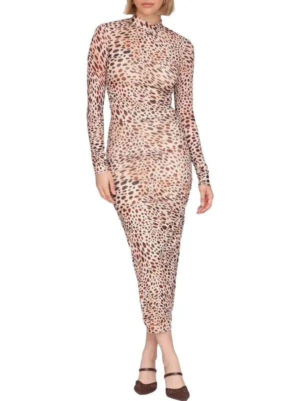 Avec Les Filles Body-con Maxi Dress - Spotted Animal