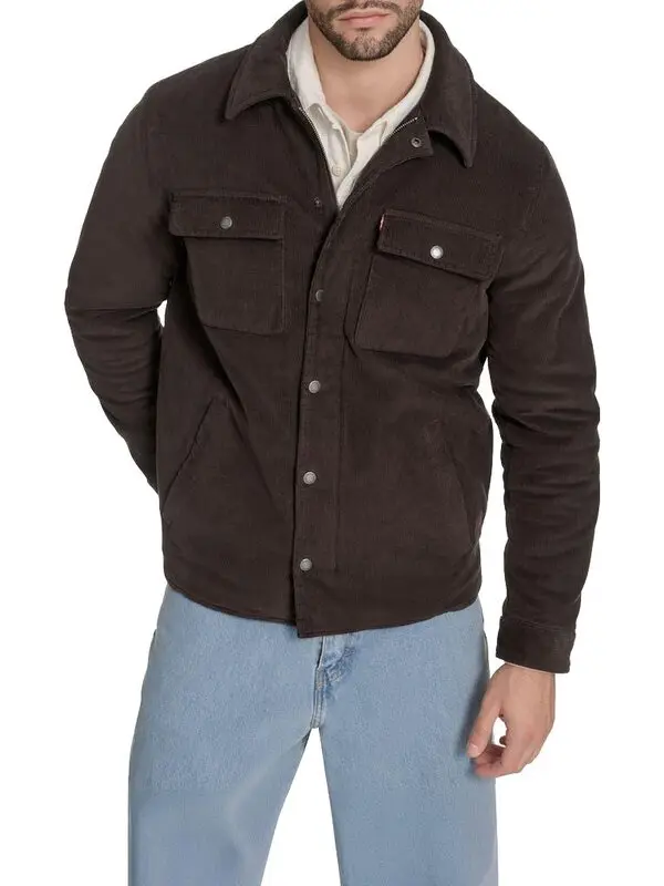 LEVI'S Corduroy Insulated Zip-up Jacket - Chocolate Brown