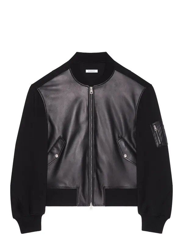 Givenchy Leather And Wool Cocoon Bomber Jacket - Black