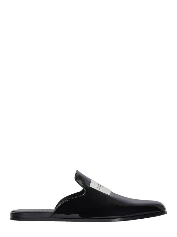 Givenchy Label Patent Leather Mules - Black