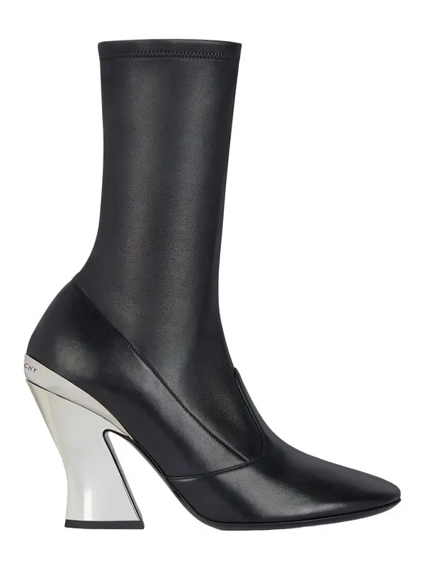 Givenchy Sculpted Nappa Leather Ankle Boots - Black/silvery