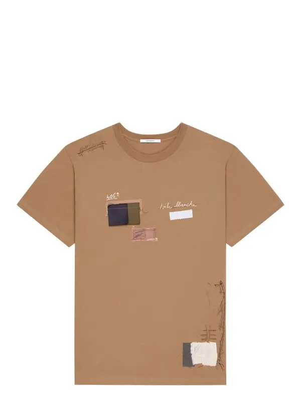 Givenchy T-shirt In Cotton With Trompe L'œil Atelier Print - Beige Camel
