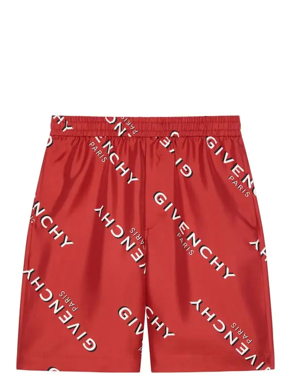 Givenchy Silk Twill Bermuda Shorts With Shadow Print - Red
