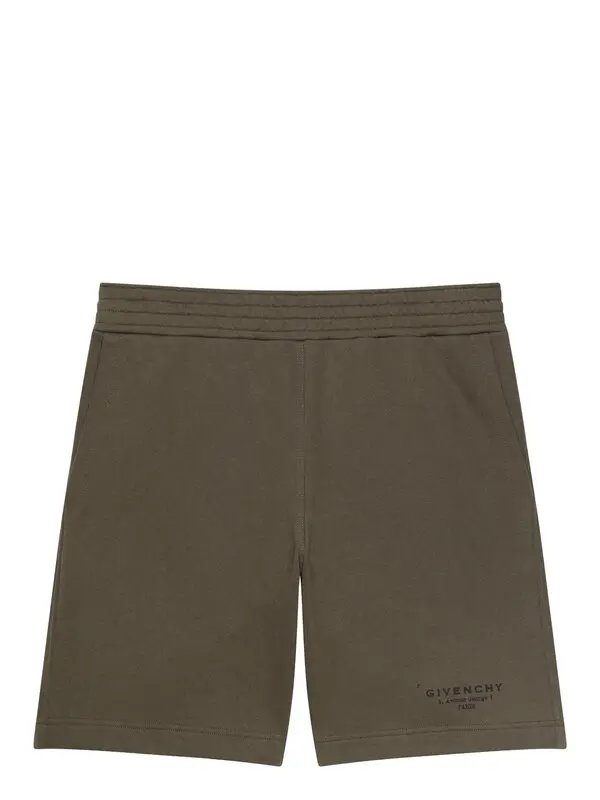 Givenchy Fleece Bermuda Shorts With Stamp Print - Khaki