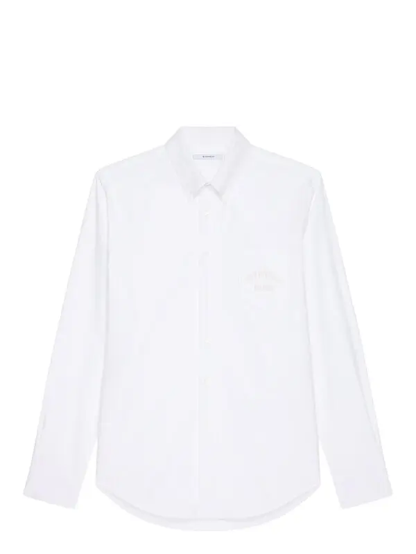 Givenchy Shirt In Cotton Oxford With Paris Embroidery - White
