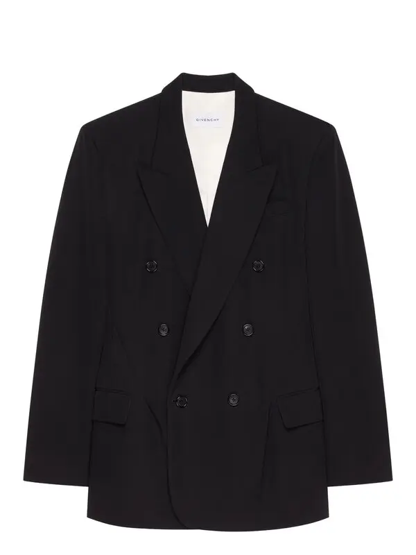 Givenchy Doubled Breasted Jacket In Wool Twill - Black