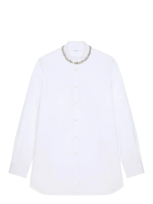 Givenchy Shirt In Cotton Poplin With Crystal Embroidery - White