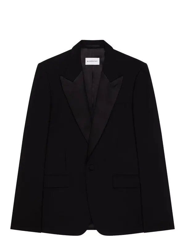 Givenchy Fitted Tuxedo Jacket In Wool Mohair - Black