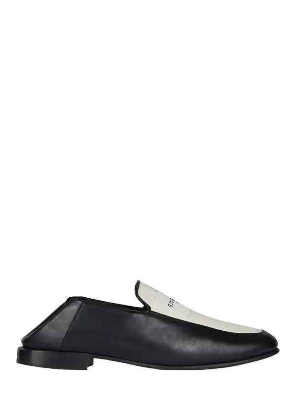 Givenchy Paris Label Leather And Canvas Loafers - Black/natural