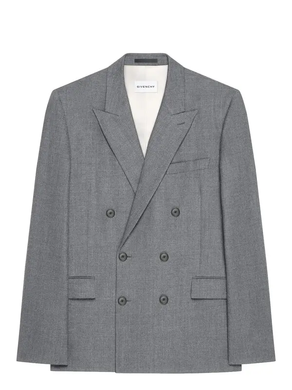 Givenchy Double-breasted Flannel Jacket - Light Grey Melange