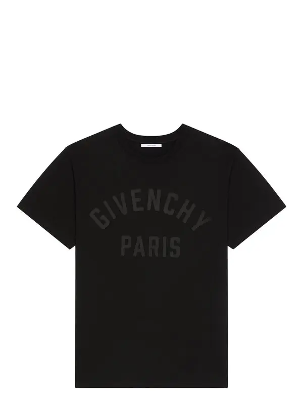 Givenchy T-shirt In Cotton With Paris Embroidery - Black